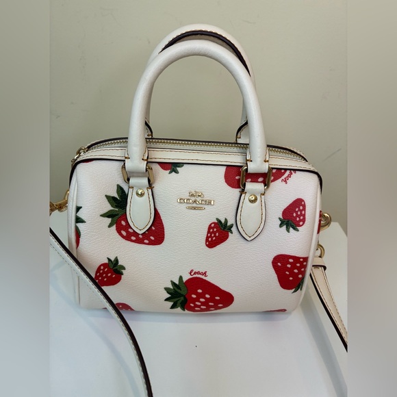 Coach | Bags | Coach Mini Rowan Satchel Bag Chalk Multi With Strawberry ...